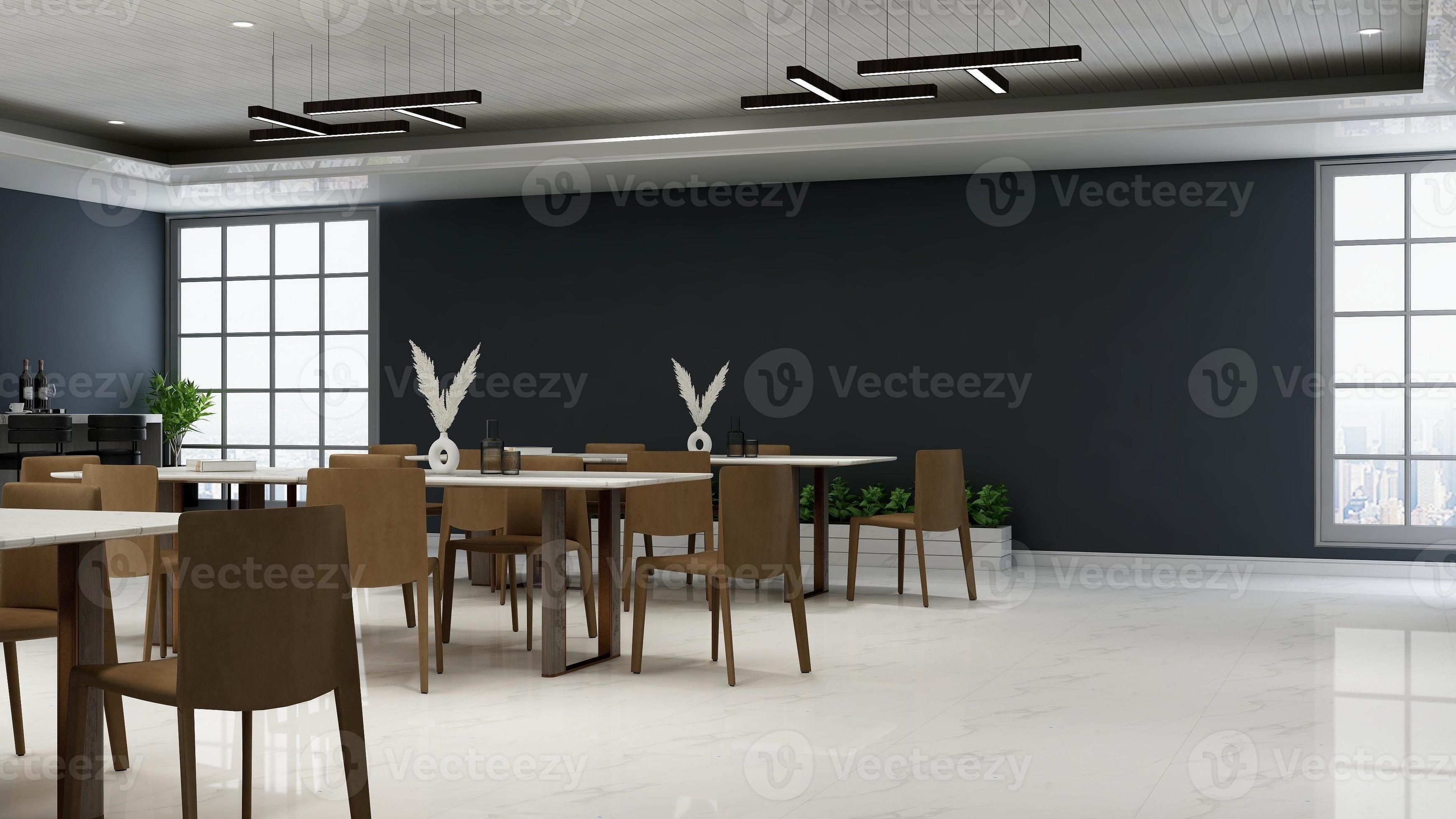 Restaurante Moderno En 3d Renderizado De Maqueta De Diseño De