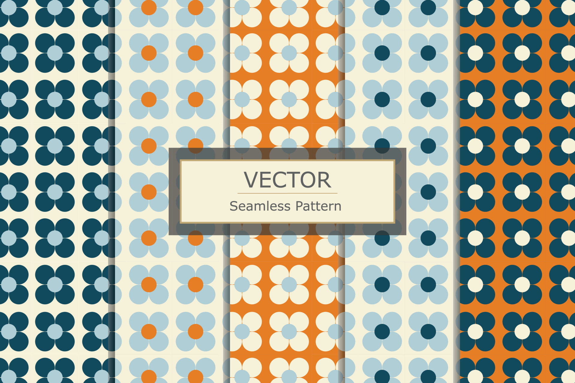 Colorful Geometric Tile Simple Floral Seamless Repeat Pattern