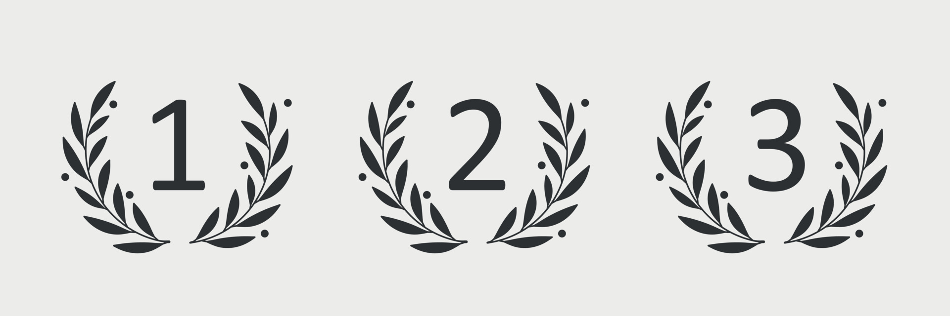 Laurel branch set.First place award, second, third. Laurel wreath ... Laurel branch set.First place award, second, third. Laurel wreath ...