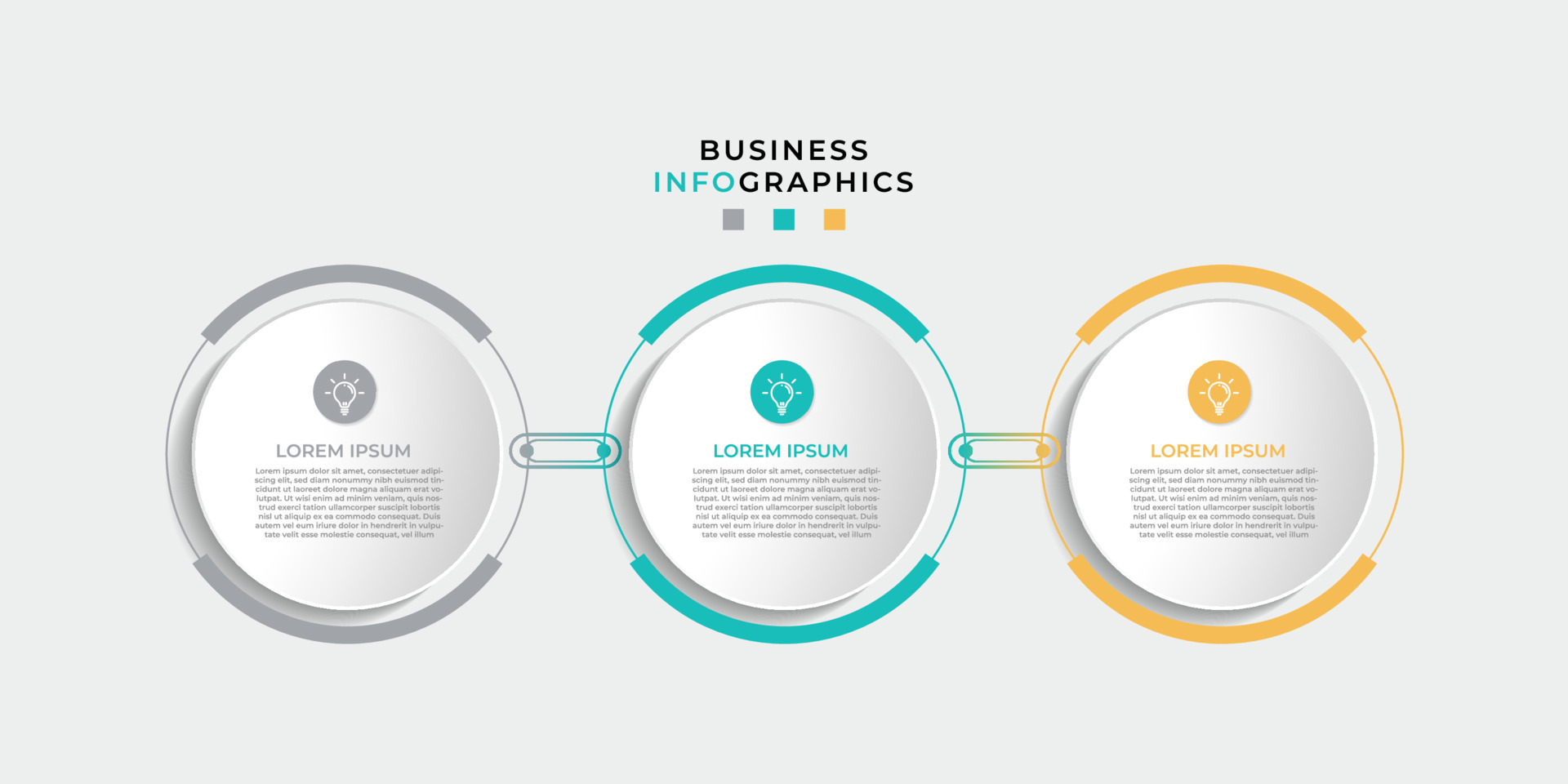 Modern 3 steps, option or levels line infographic with label. Timeline info graphic. Business ...