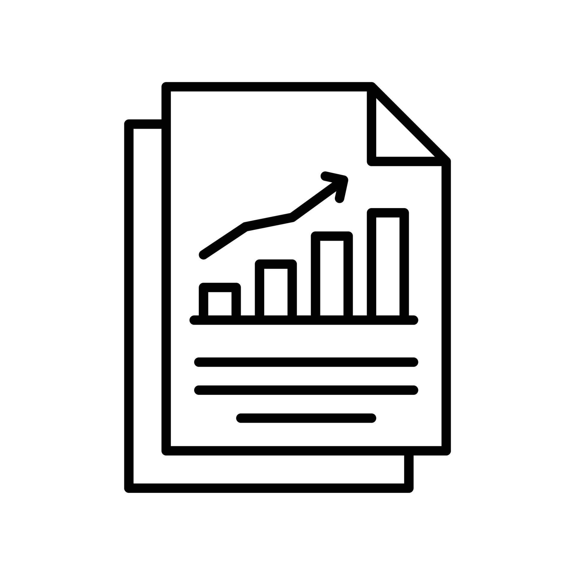 Business report icon with paper documents and bar chart in black ...
