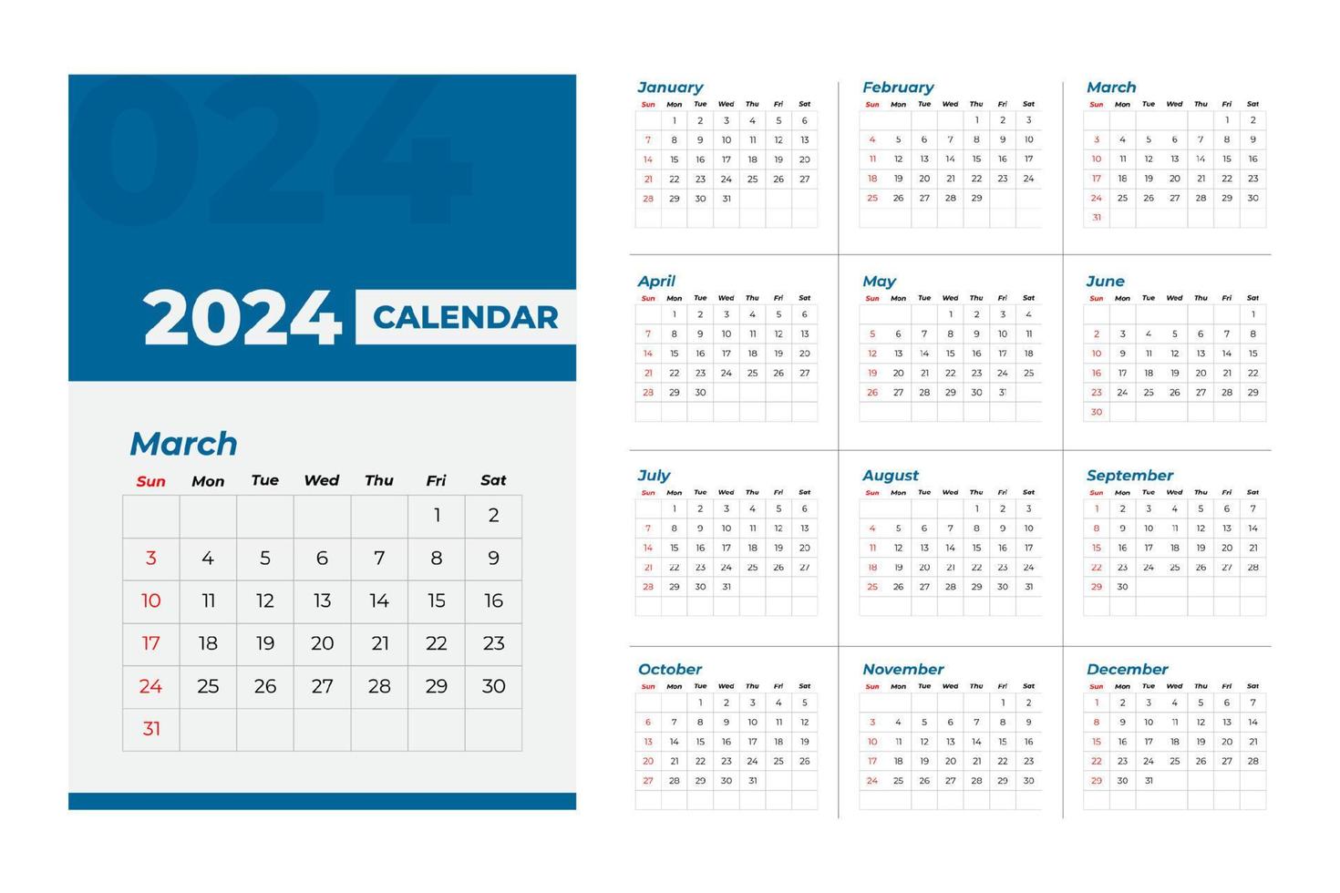 Plantilla De Calendario 2024 Vector Editable 12717842 Vector En Vecteezy