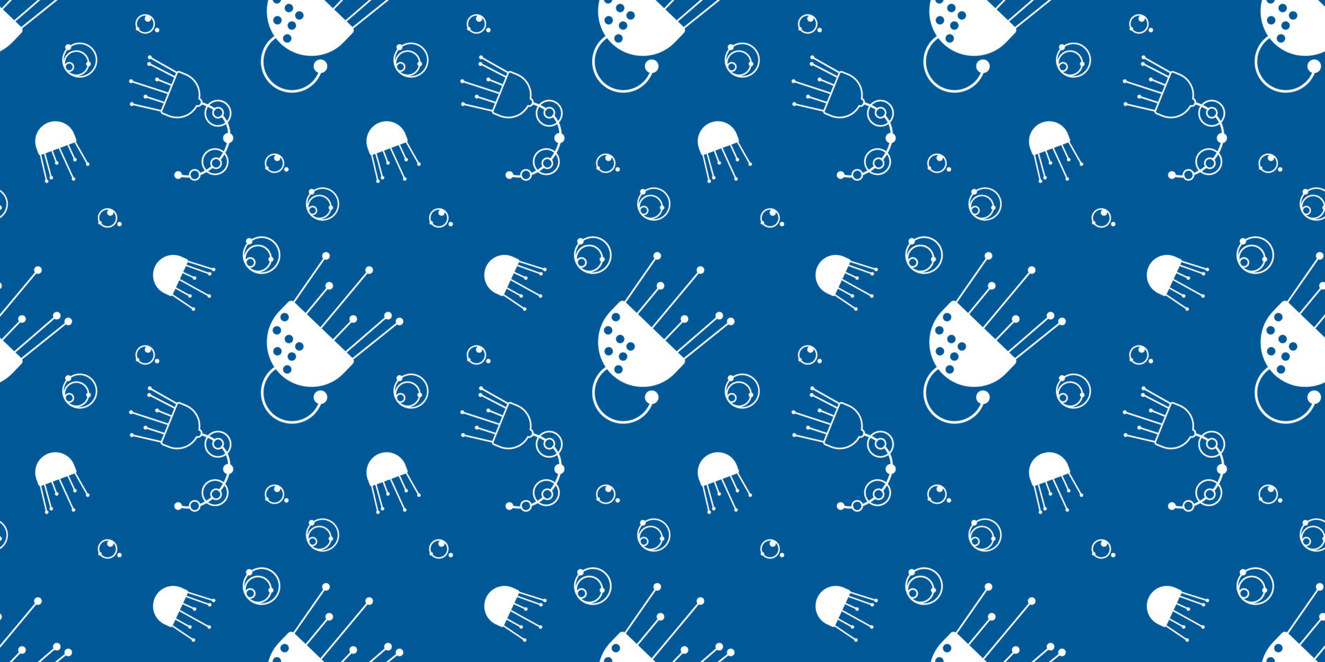 Seamless pattern simple shapes white made-up space story on blue ...