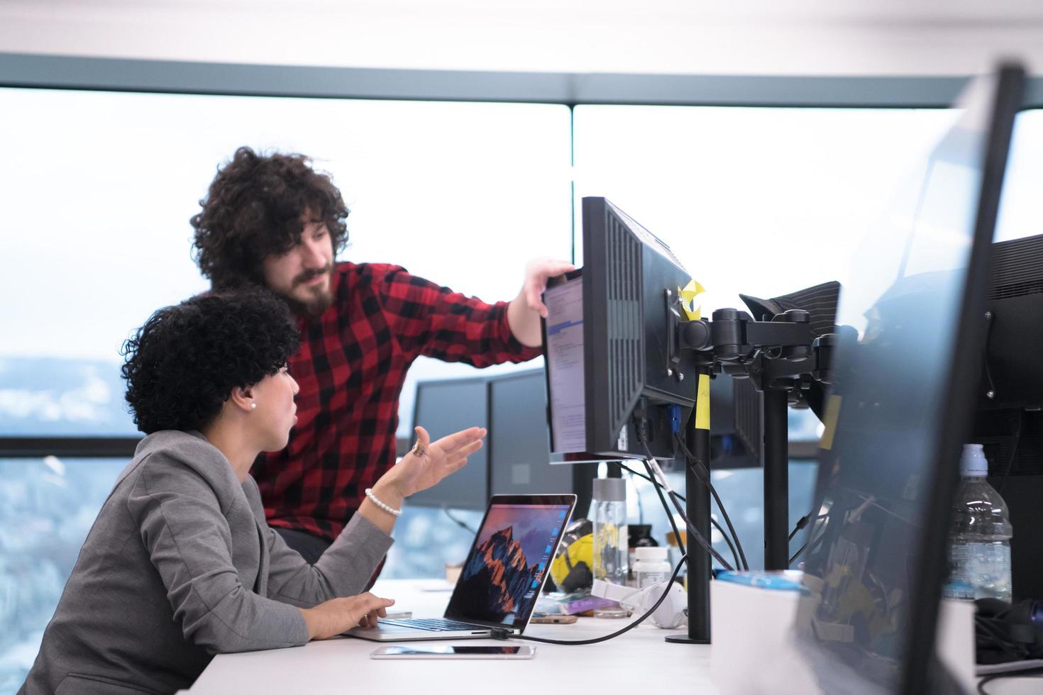 Software Developers Couple Writing Programming Code 12720785 Stock