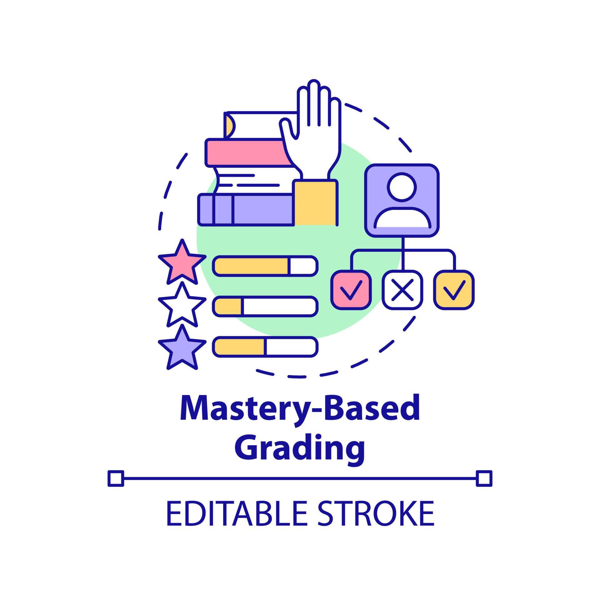 Mastery based grading concept icon. Student progress measure. Education trend abstract idea thin ...