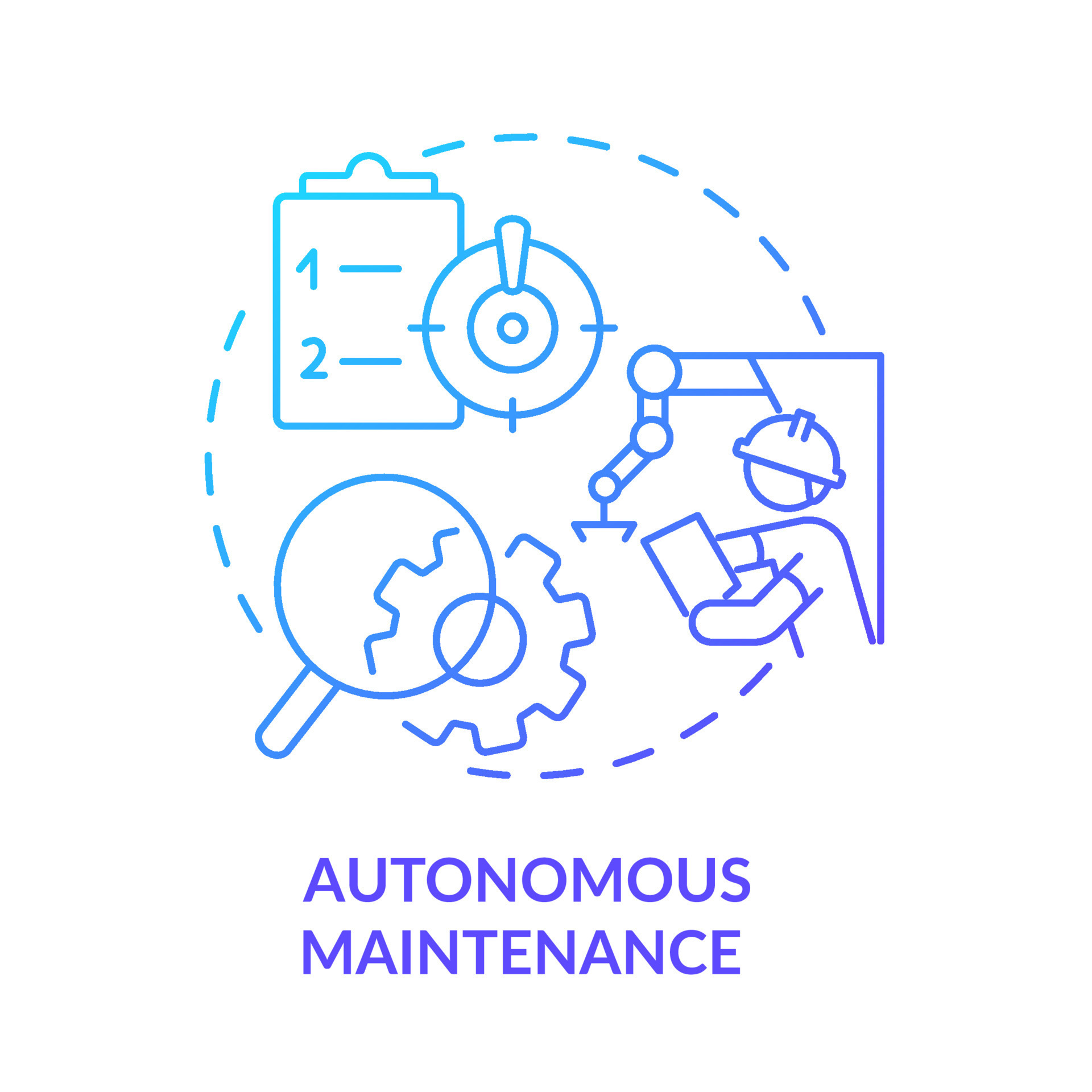 Autonomous maintenance blue gradient icon. Continuous production. Total ... Autonomous maintenance blue gradient icon. Continuous production. Total ...