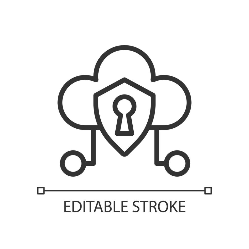 Cloud Security Pixel Perfect Linear Icon Data And Information