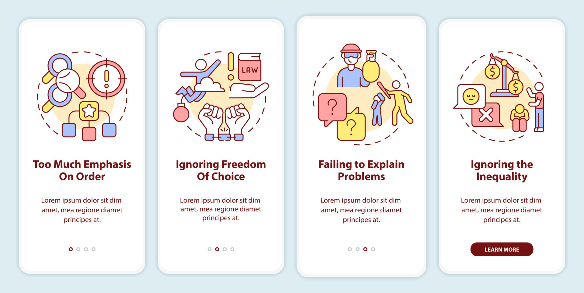 Social Institutions Disadvantages Onboarding Mobile App Screen