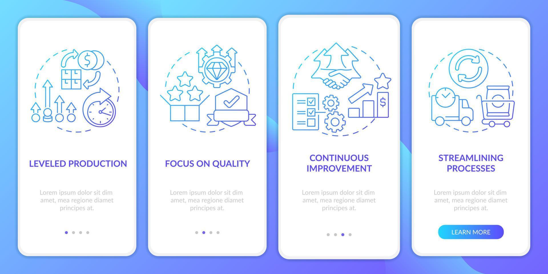 Lean Production Principles Blue Gradient Onboarding Mobile App Screen