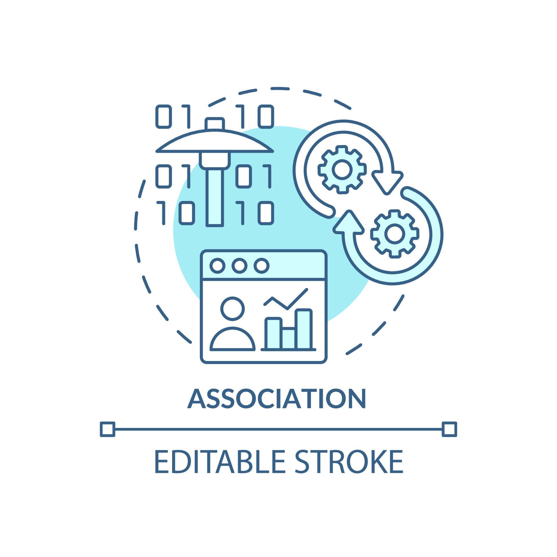 Association turquoise concept icon. Data mining technique abstract idea thin line illustration ...