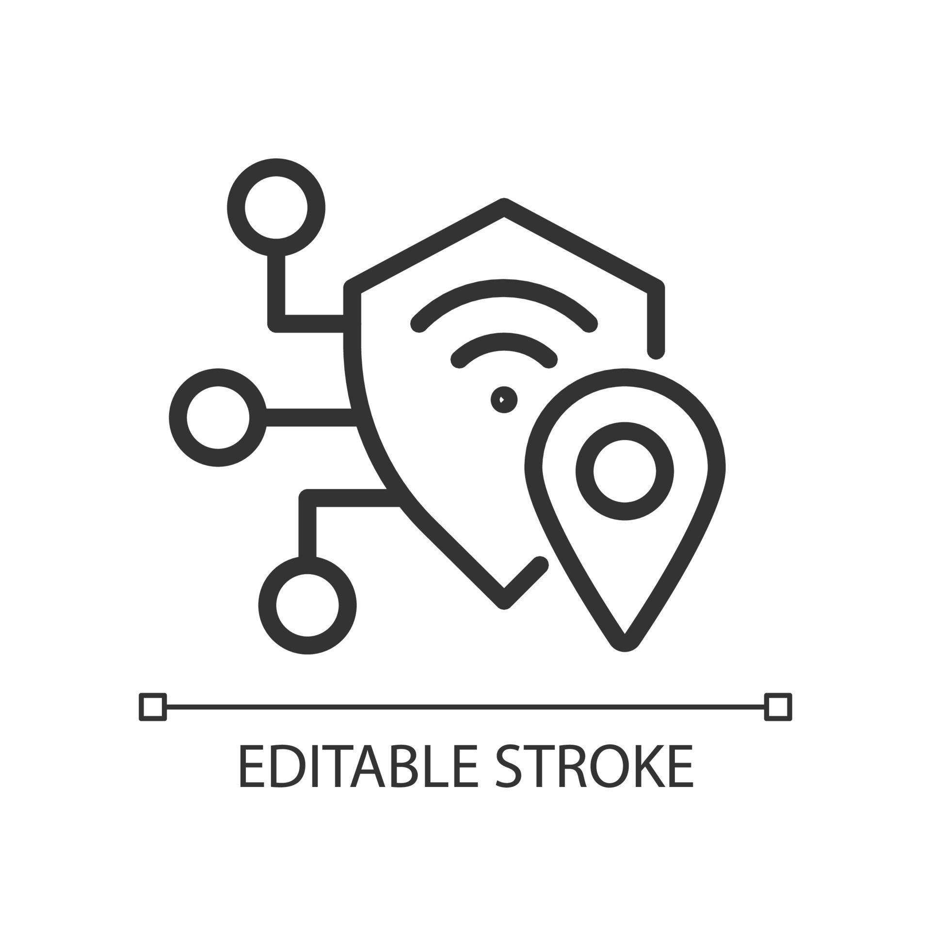 VPN pixel perfect linear icon. Virtual private network. Protected connection. Encrypt internet ...