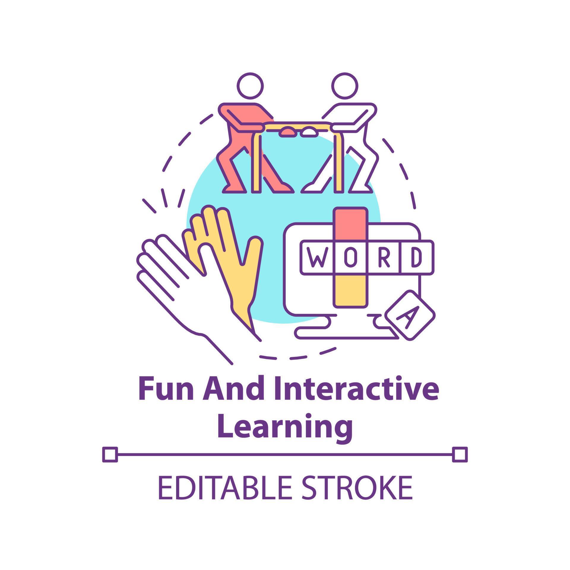 Fun and interactive learning concept icon. Benefit of gamification. Education trend abstract ...