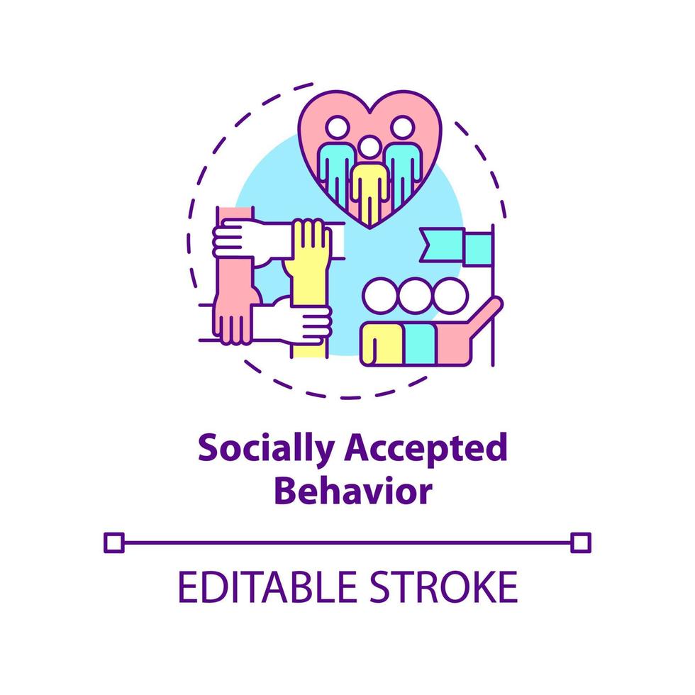 Socially accepted behavior concept icon. Social institutions advantage abstract idea thin line ...