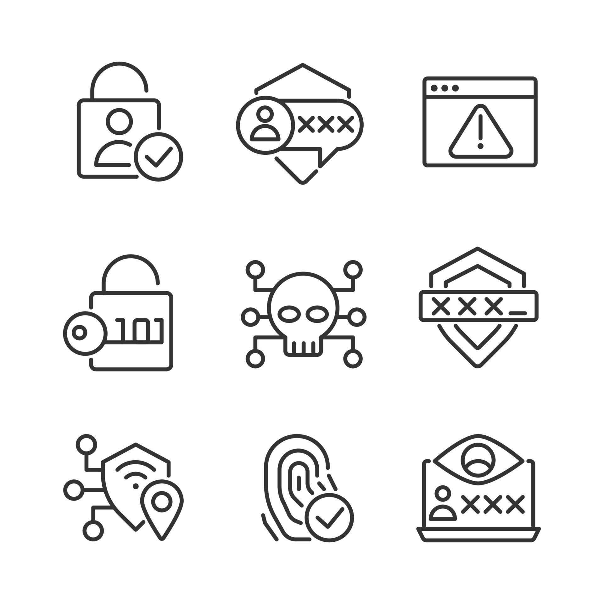 Cybersecurity Technologies Pixel Perfect Linear Icons Set User Authentication Encrypted
