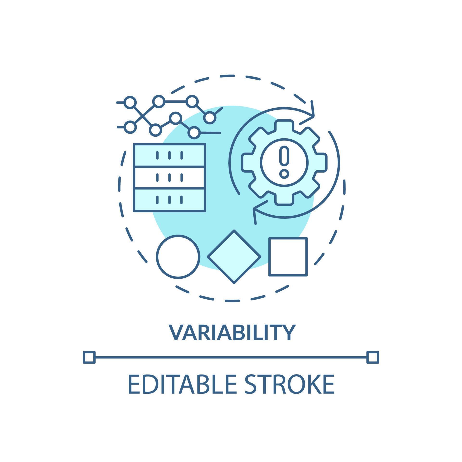 Variability turquoise concept icon. Big data characteristic abstract ...