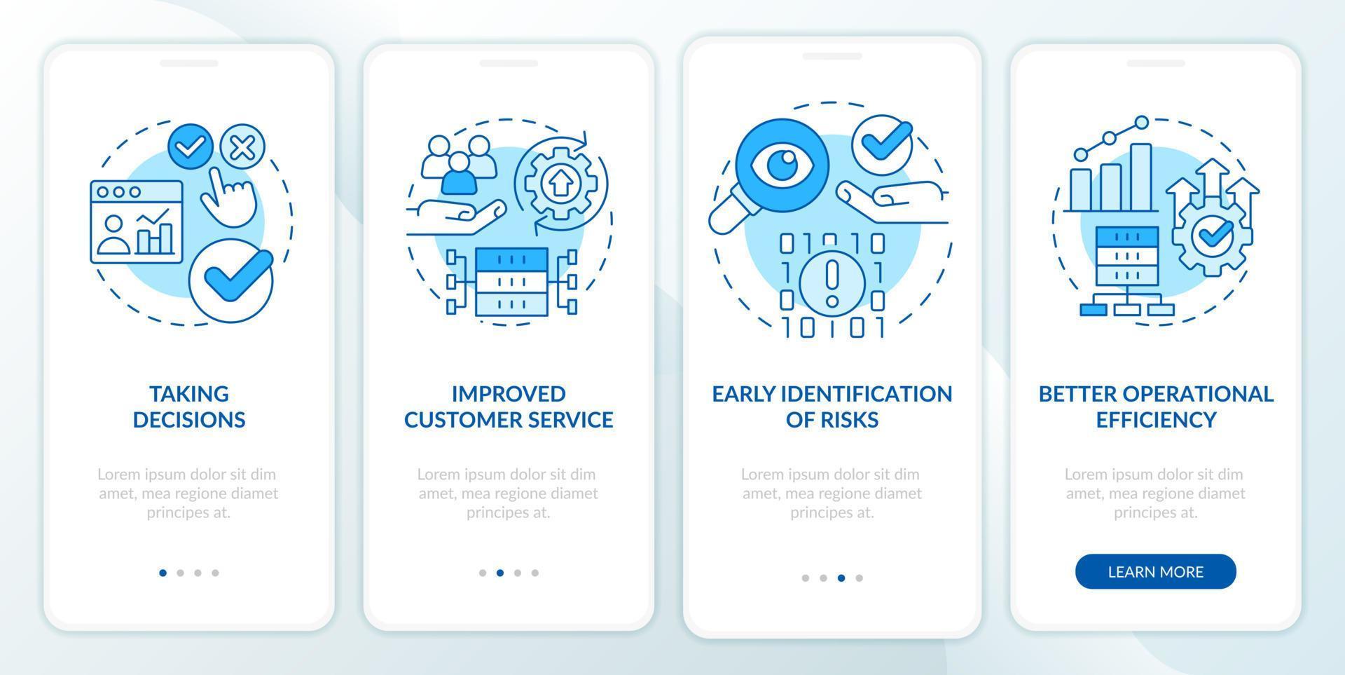 Advantages Of Big Data Processing Blue Onboarding Mobile App Screen