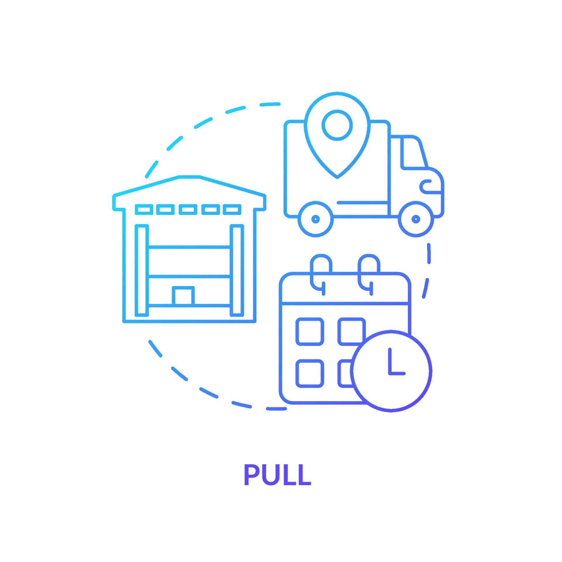 Pull Blue Gradient Icon Eliminate Overproduction Machine Industry