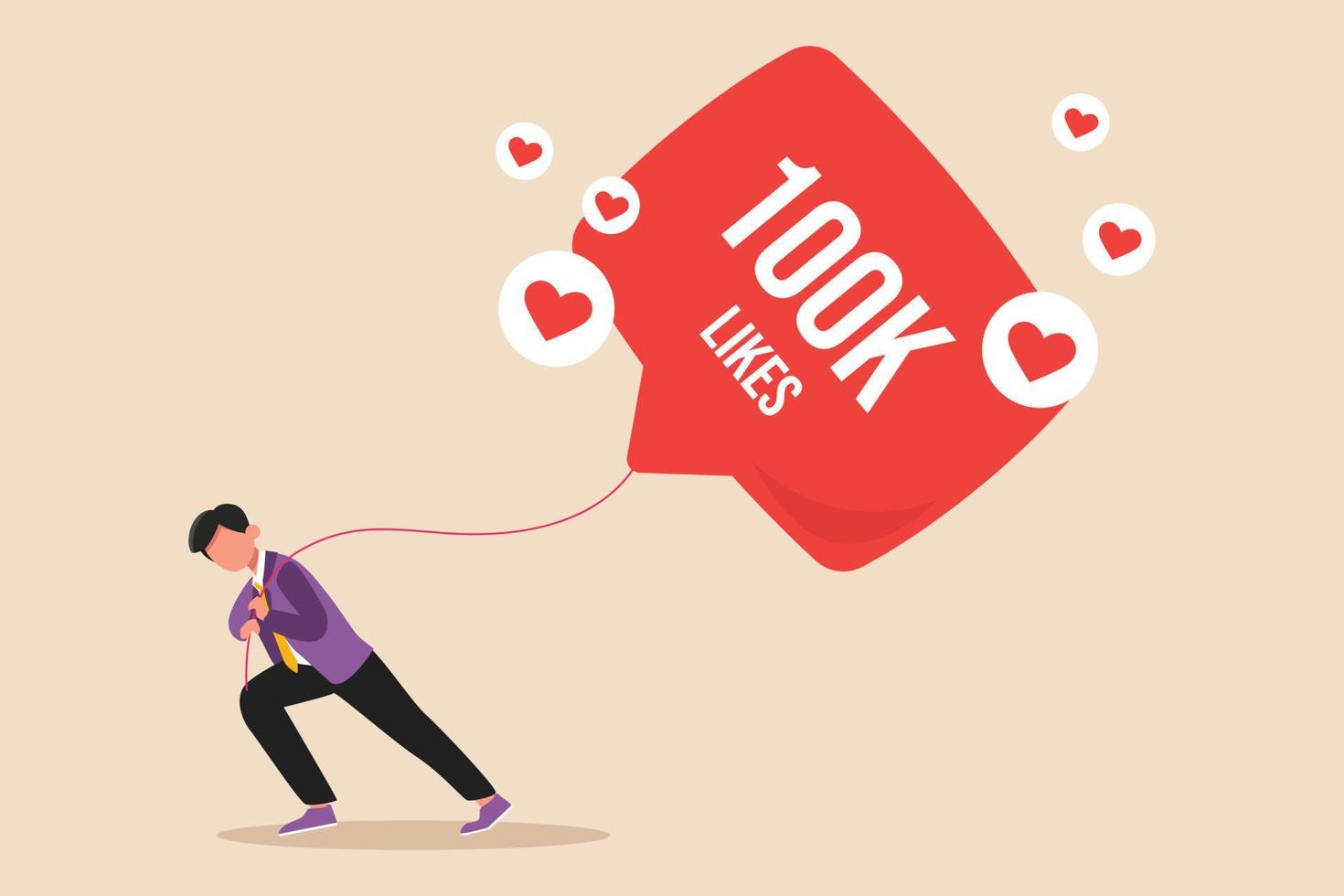 Young Man Pulling A 100k Likes Award 10k Likes With Love Icon