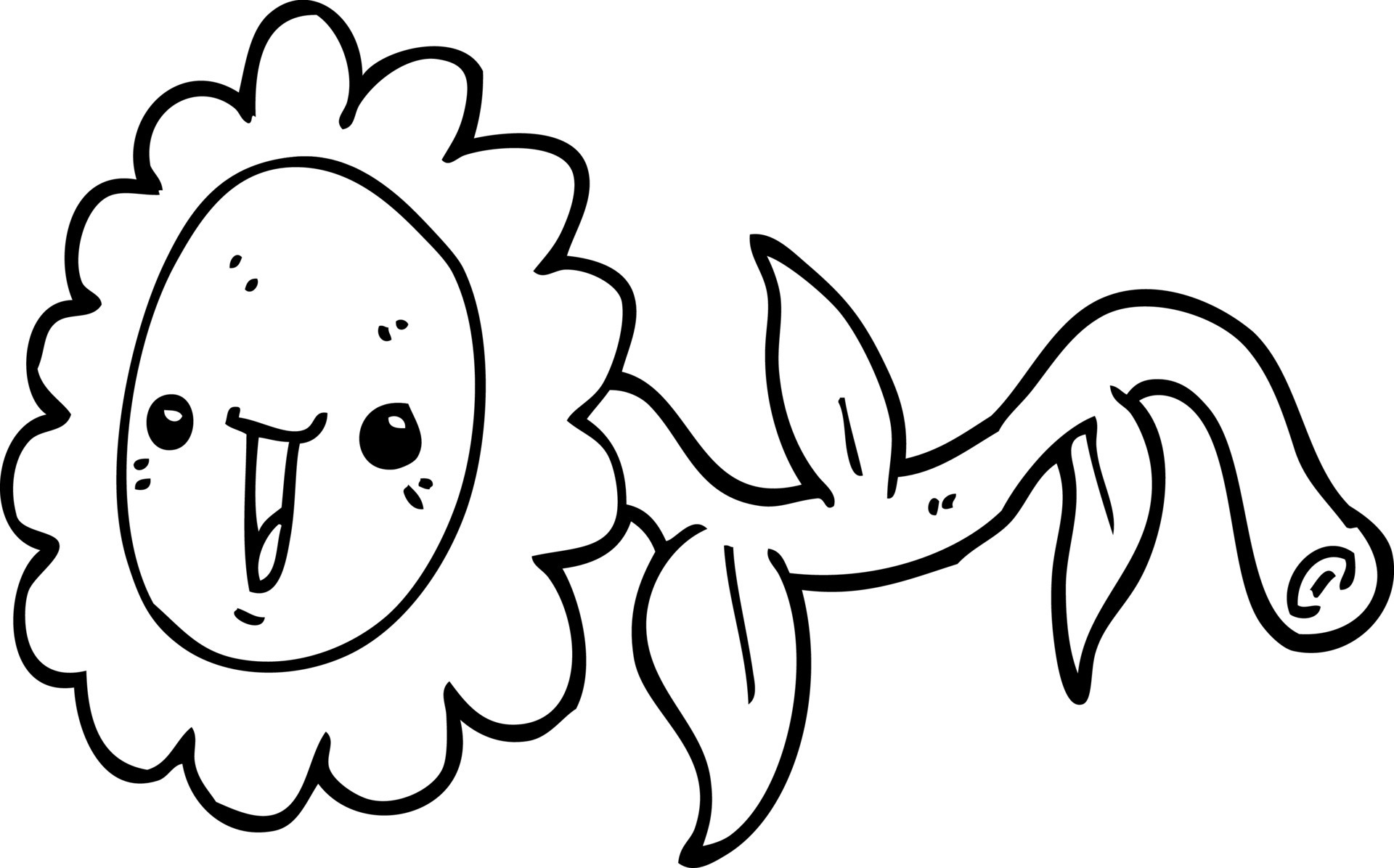 Line Drawing Cartoon Flower 12734026 Vector Art At Vecteezy