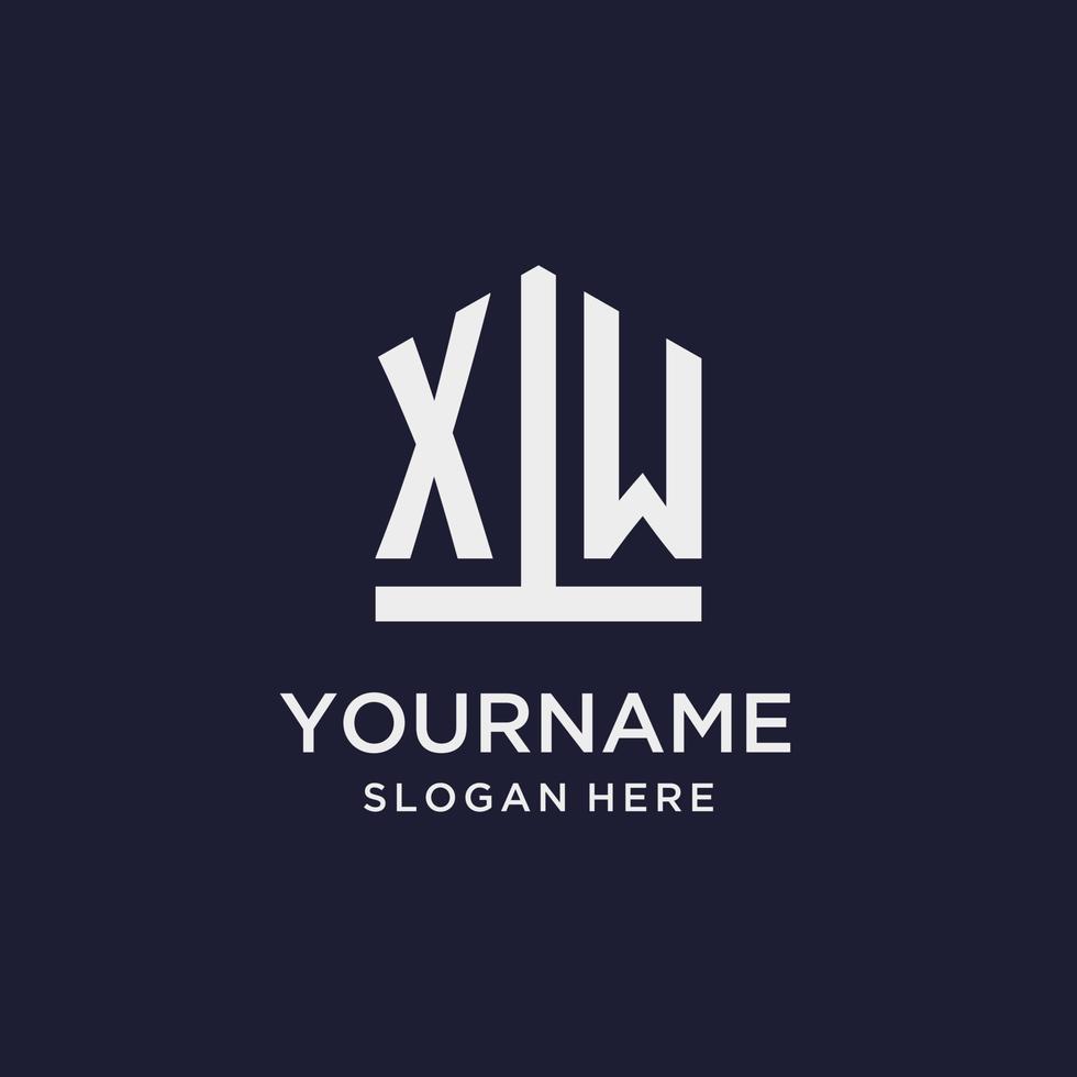 XW initial monogram logo design with pentagon shape style 12736205 ...