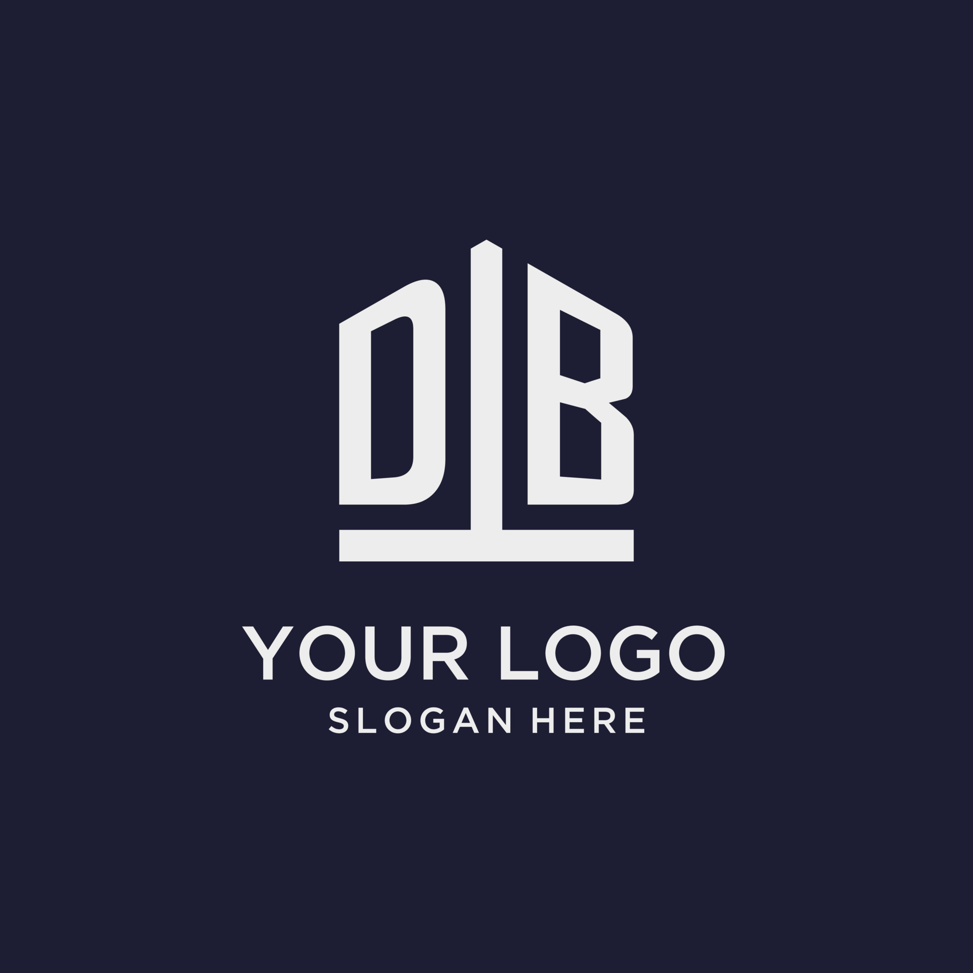 Db Initial Monogram Logo Design With Pentagon Shape Style 12737048