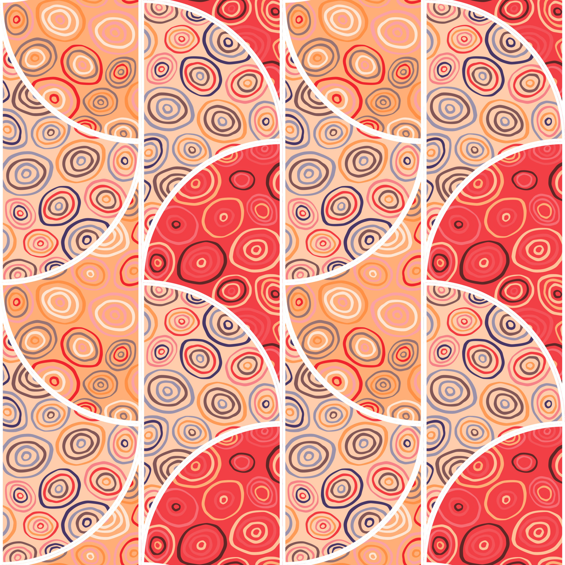 Circle shapes seamless pattern in doodle style. Decorative kaleidoscope ...