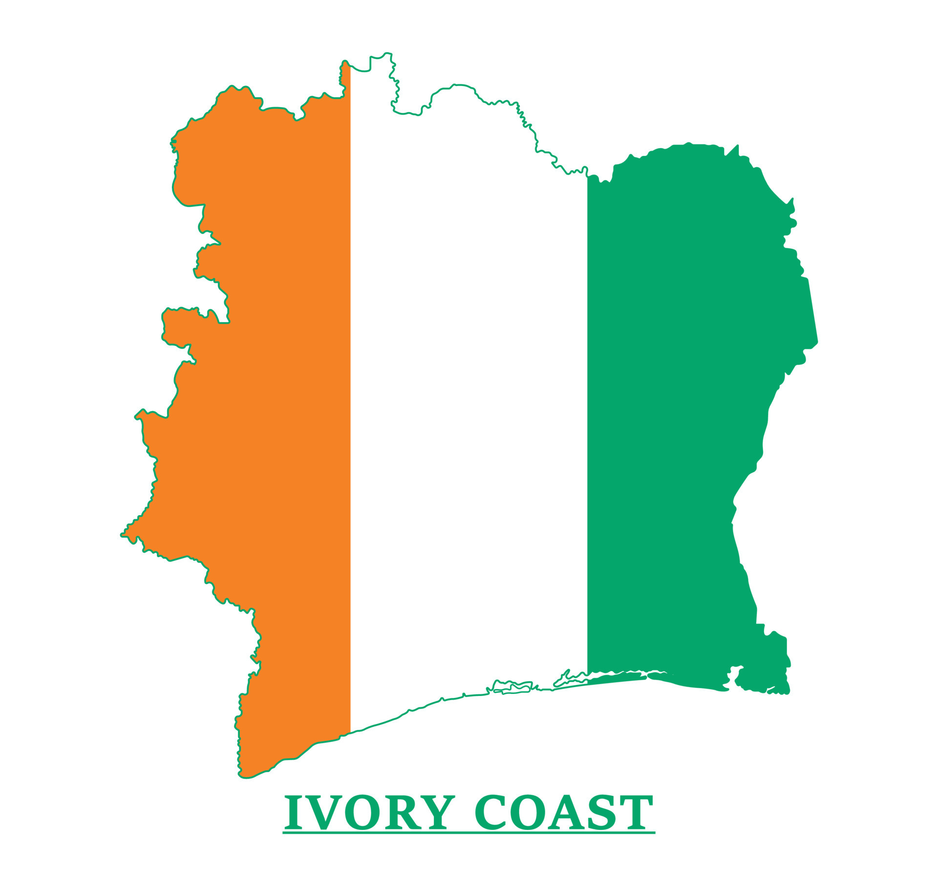 Ivory Coast National Flag Map Design Illustration Of Ivory Coast Country Flag Inside The Map