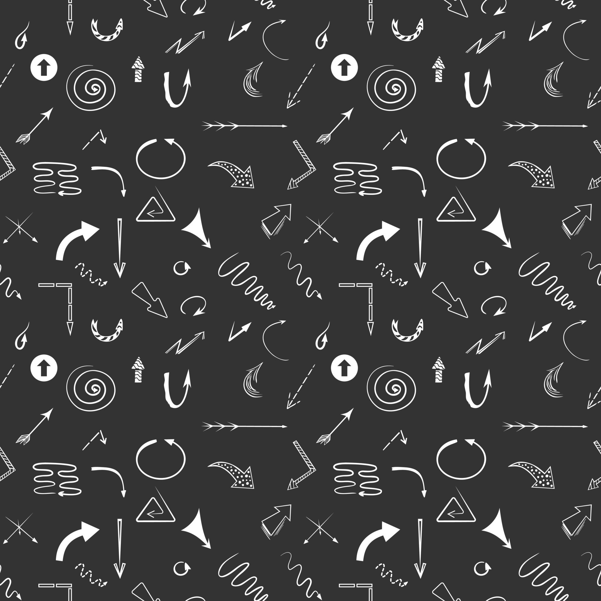 Seamless pattern with different types of arrows. Abstract direction ...