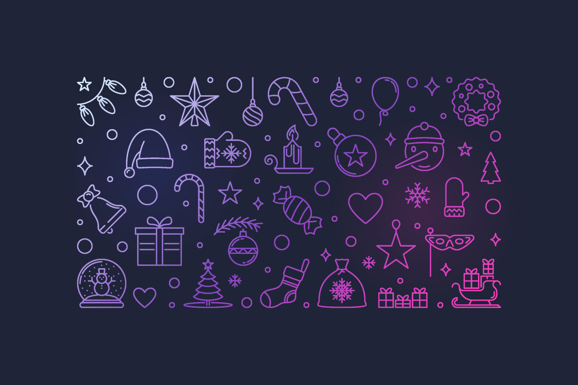 New Year and Christmas horizontal colored outline banner 12741537 ...
