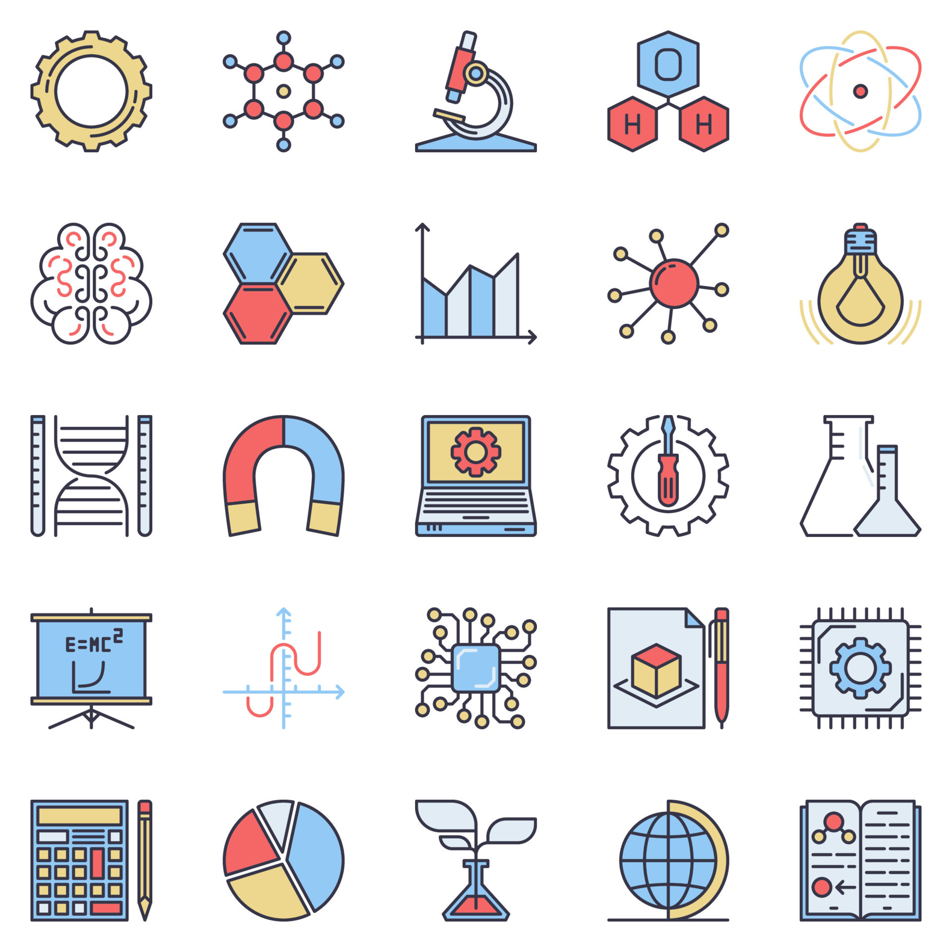 Stem Colored Concept Icons Set Vector Science Signs 12741655 Vector
