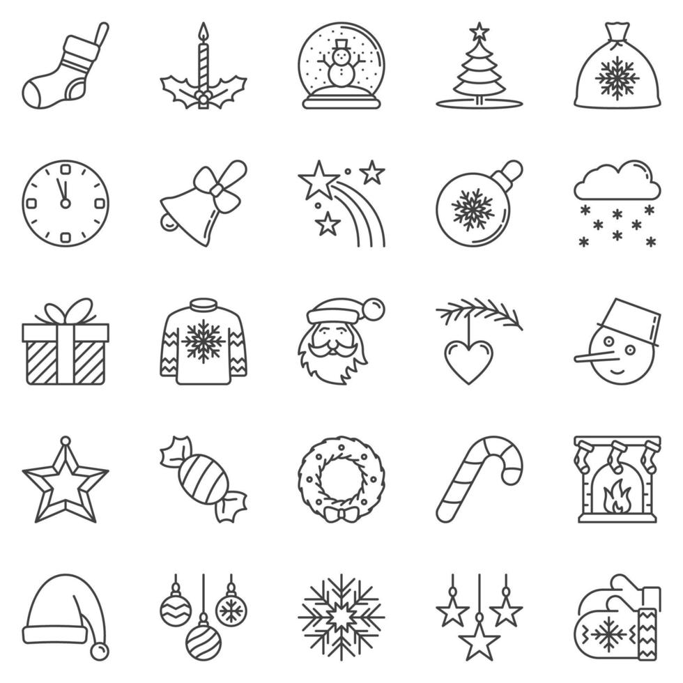 Christmas outline icons set - vector Holiday concept signs 12741827 ...