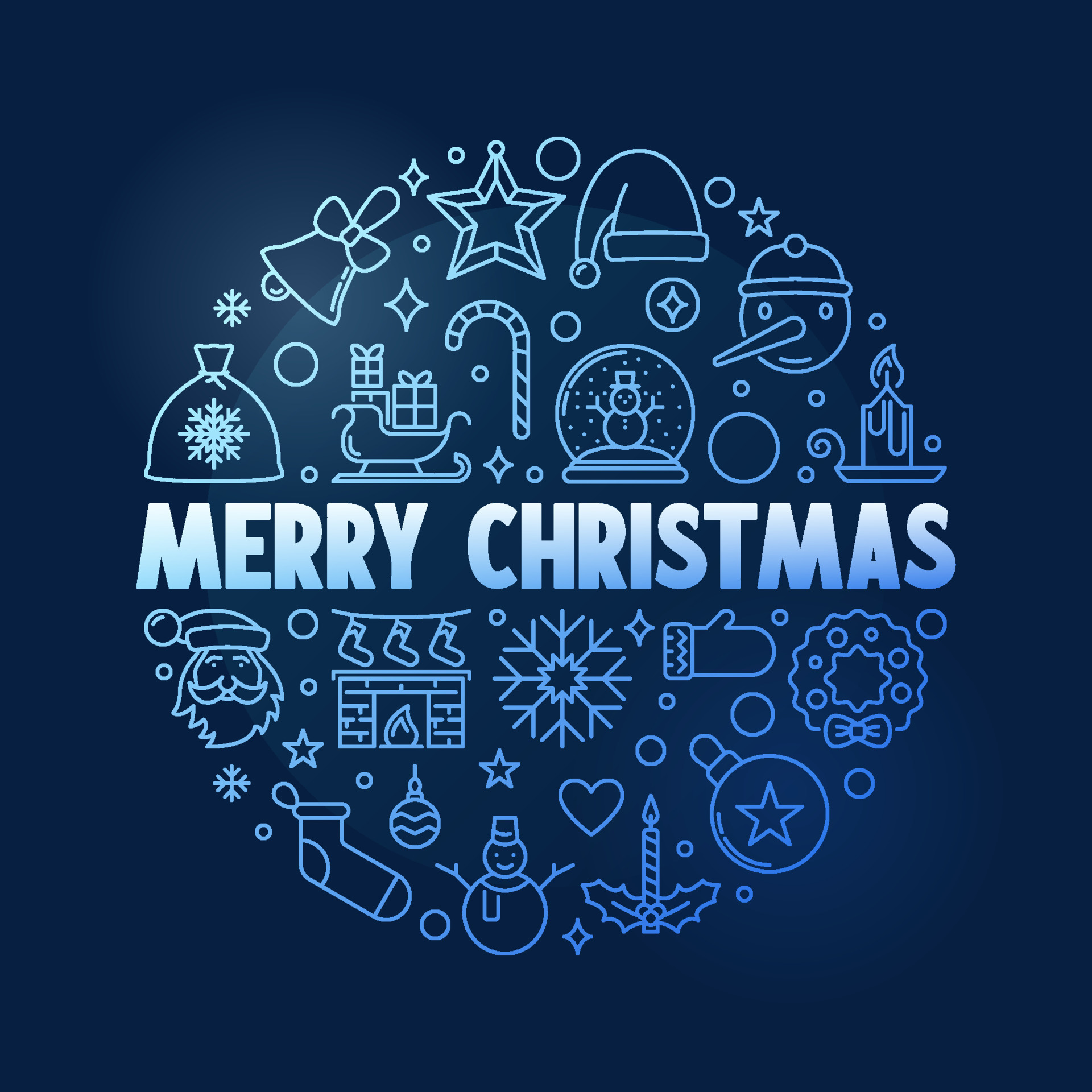 Merry Christmas vector greeting card with round line design 12741842 ...