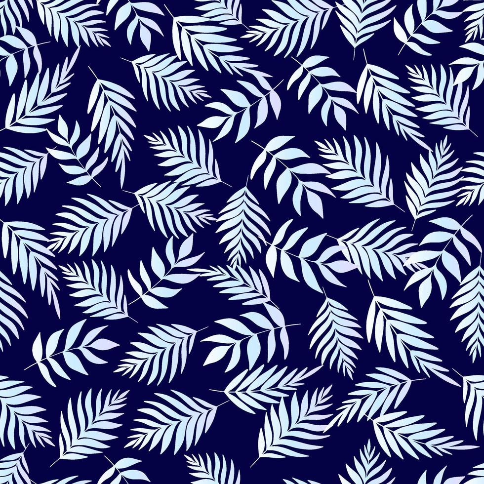 Seamless background white leaves and plants on a blue background ...