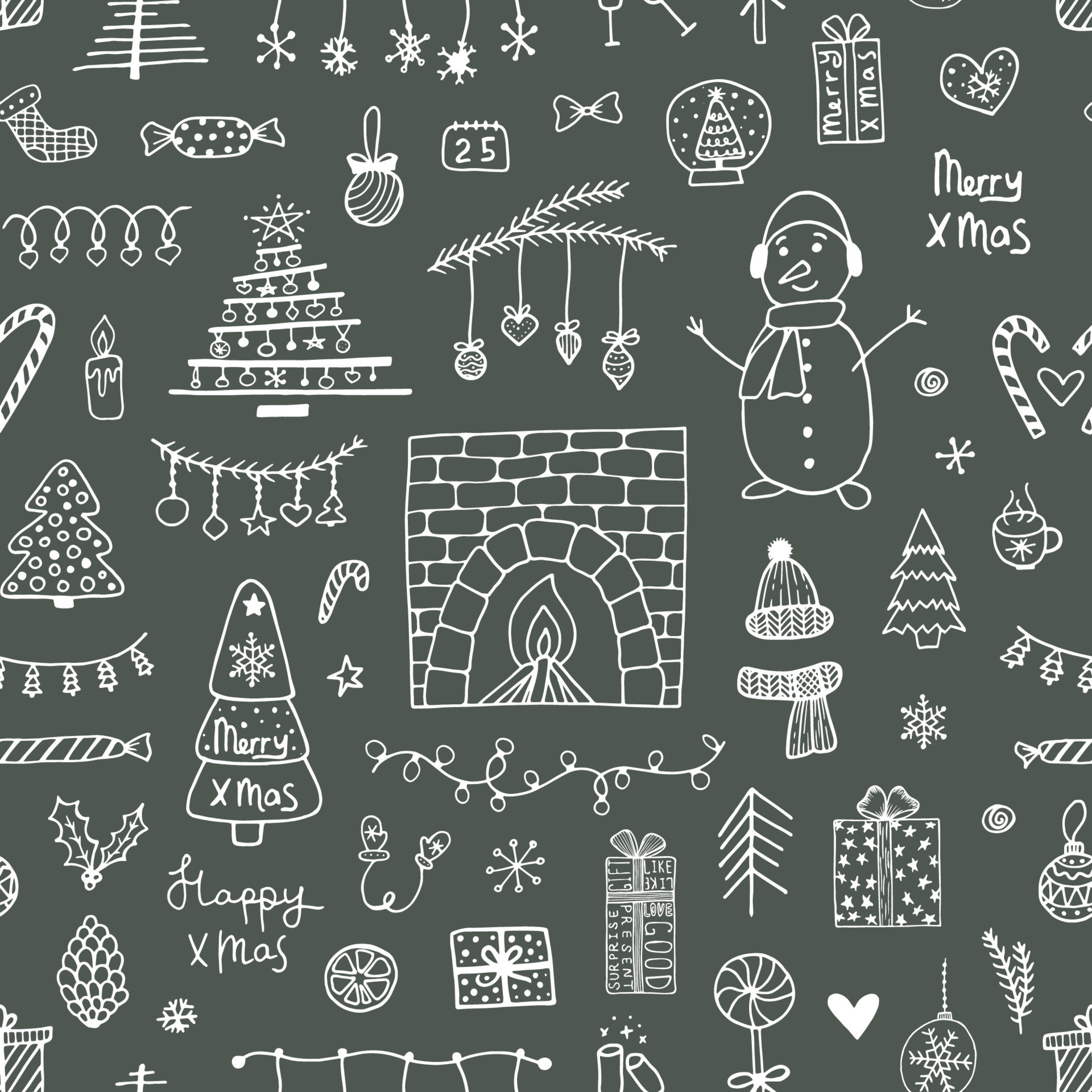 Doodle christmas vector pattern 12742965 Vector Art at Vecteezy