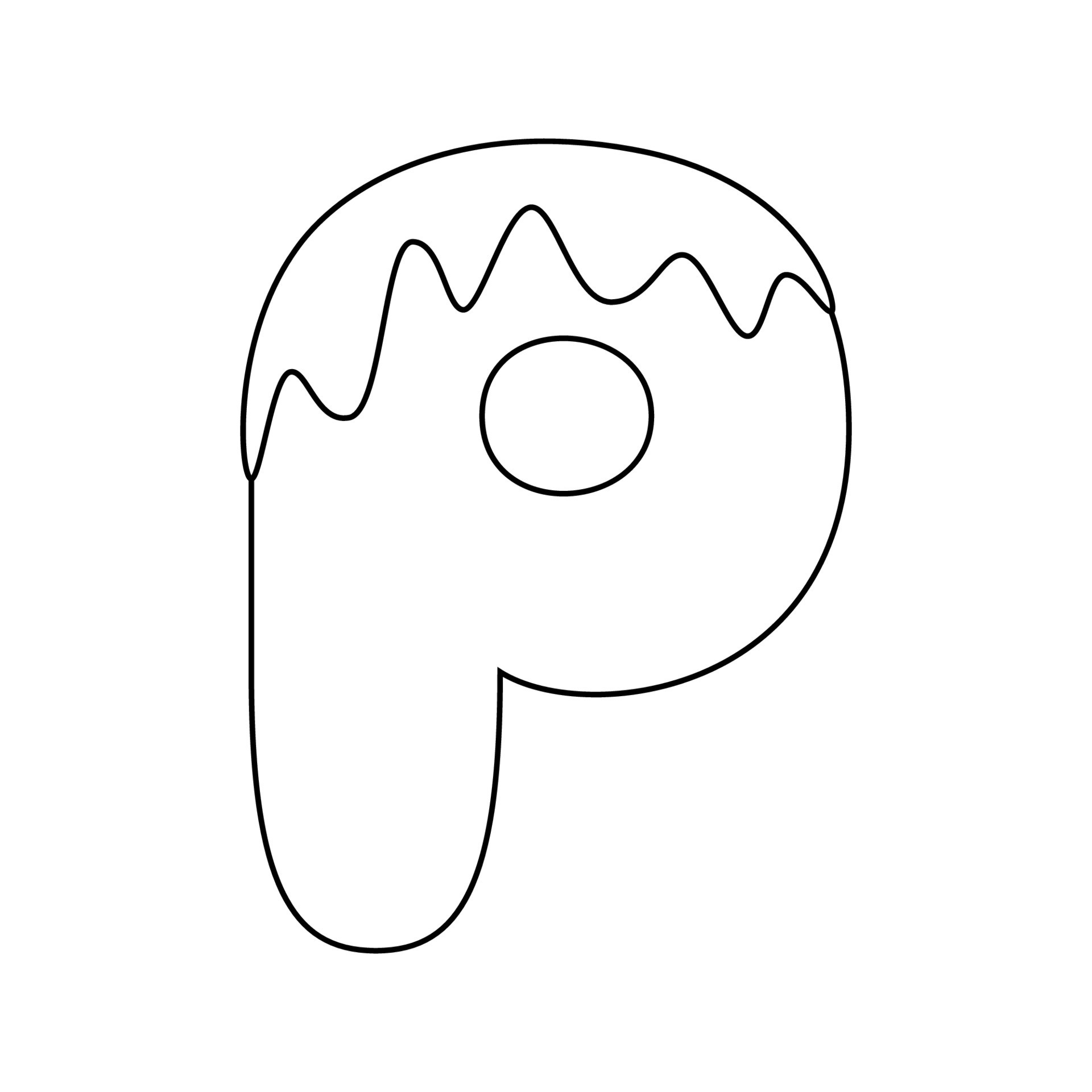 página para colorear con la letra p para niños 12746688 Vector en Vecteezy