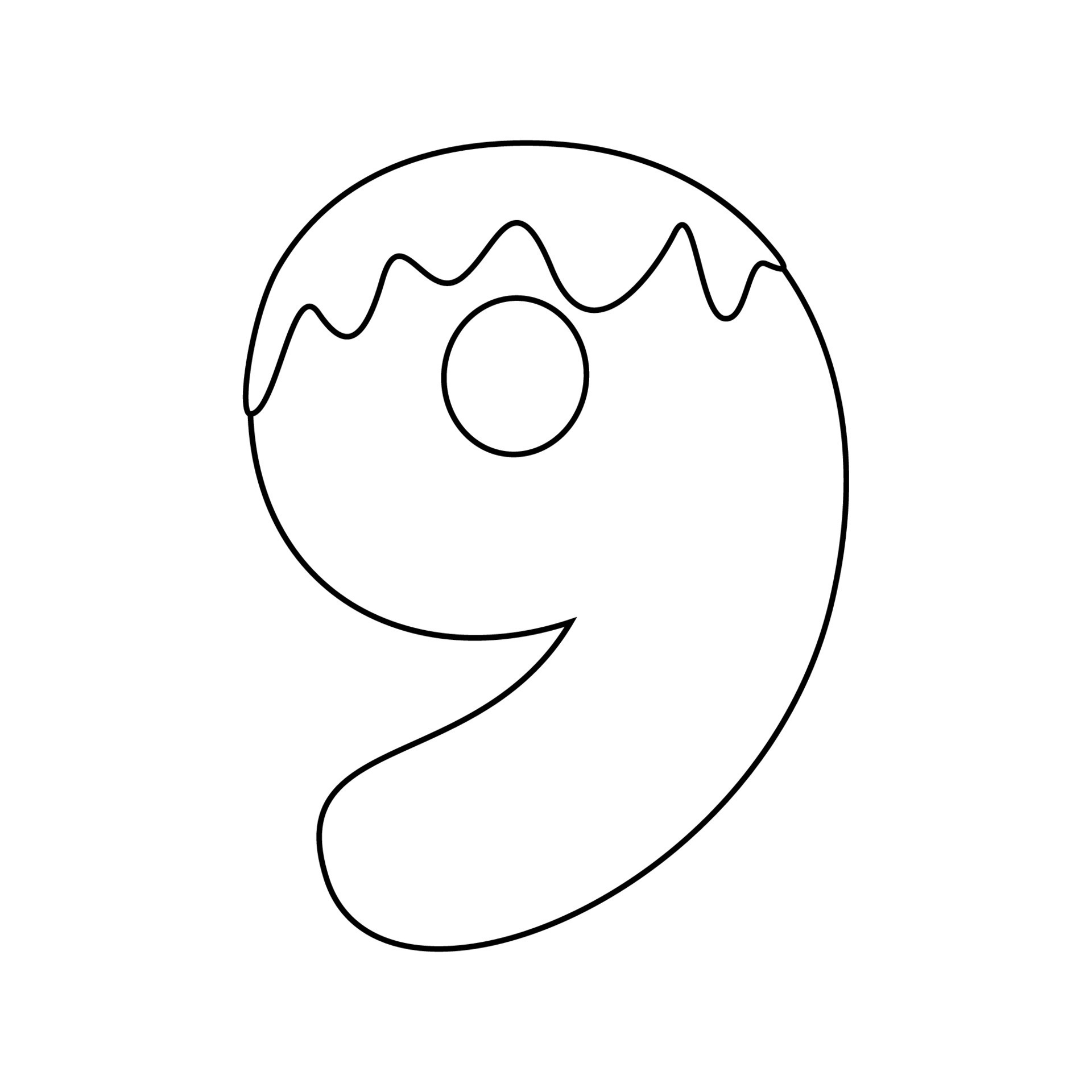 Coloring page with Number 9 for kids 12746827 Vector Art at Vecteezy