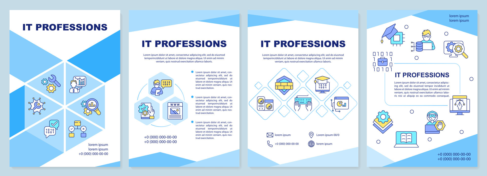 It Professions Brochure Template Development And Programming Leaflet Design With Linear Icons