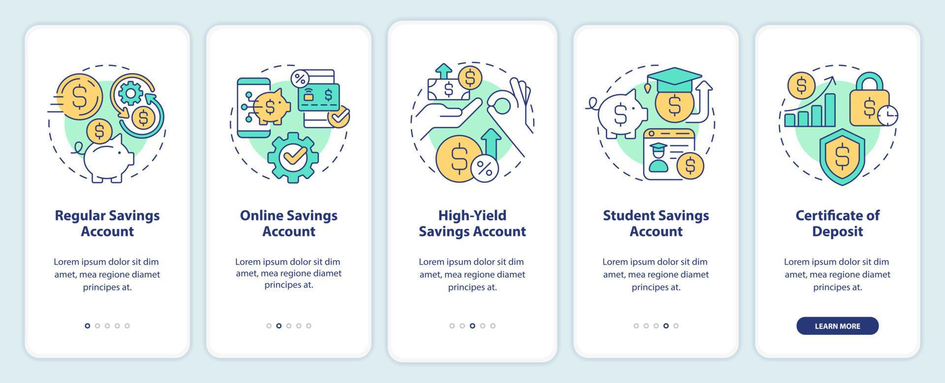Types Of Saving Accounts Onboarding Mobile App Screen Banking