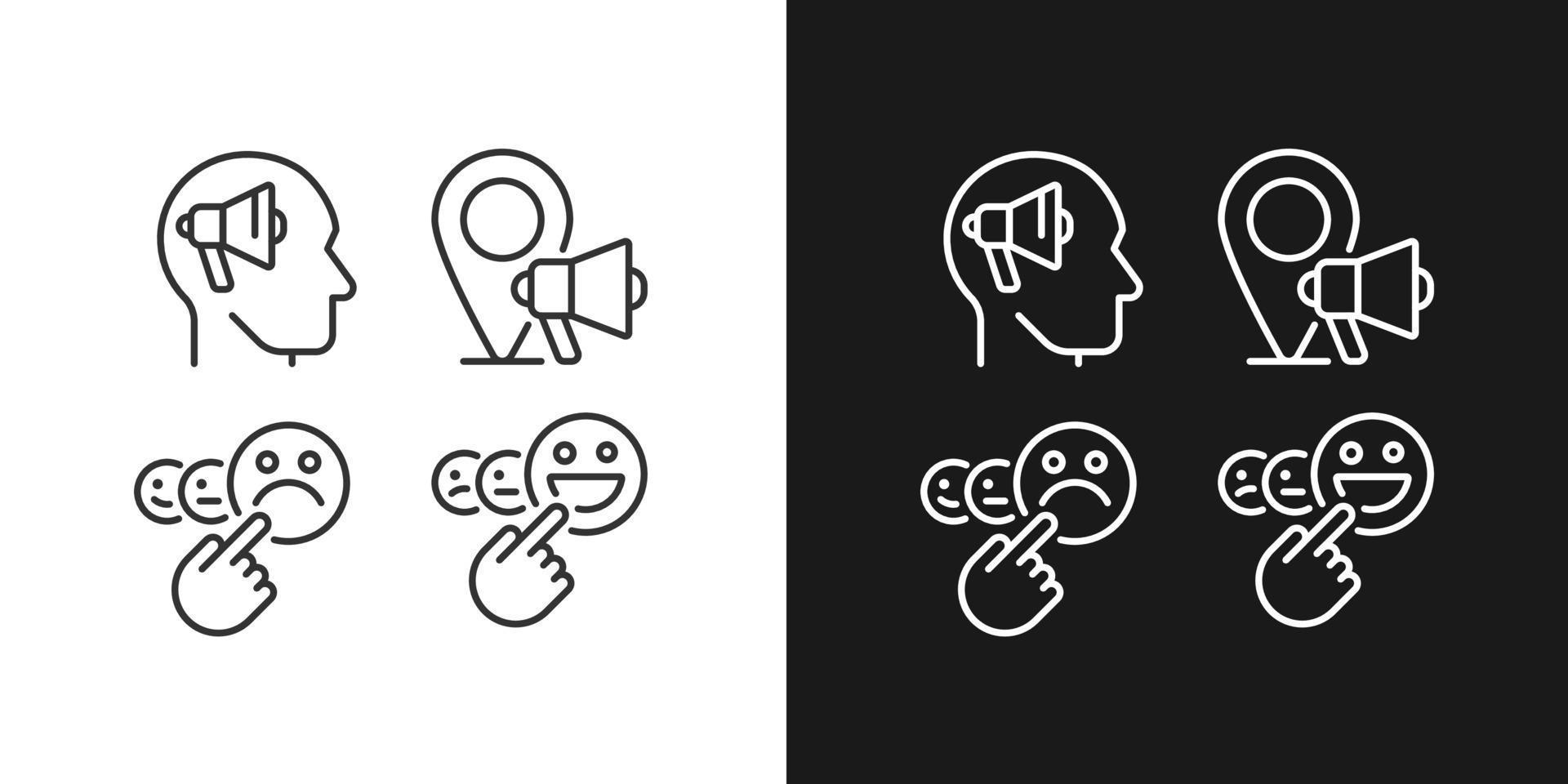 Promotion And Feedback Pixel Perfect Linear Icons Set For Dark Light Mode Neuromarketing