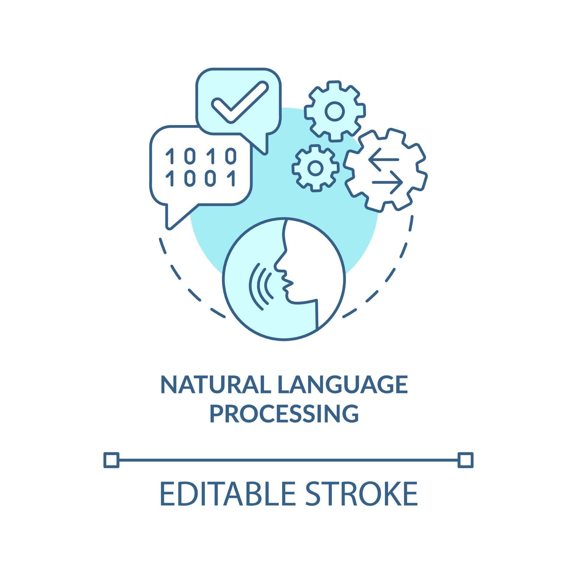 Natural language processing turquoise concept icon. Machine learning ...