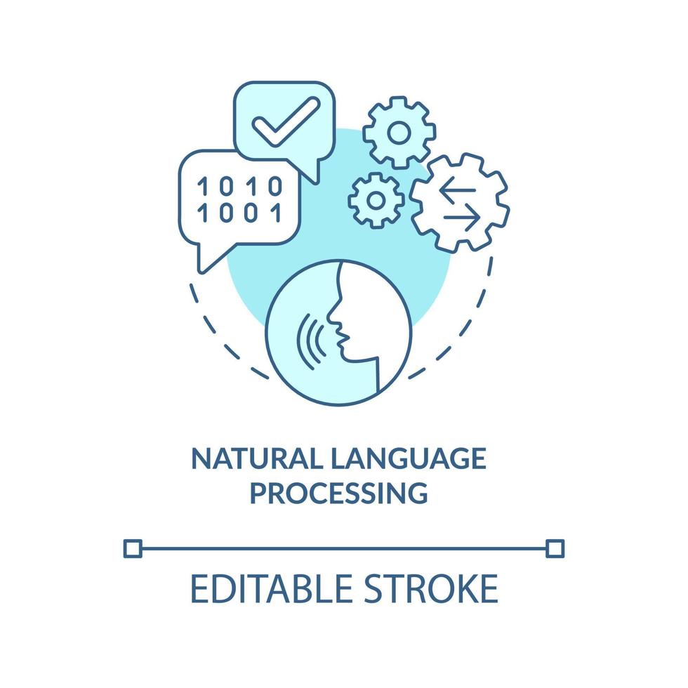 Natural language processing turquoise concept icon. Machine learning ...