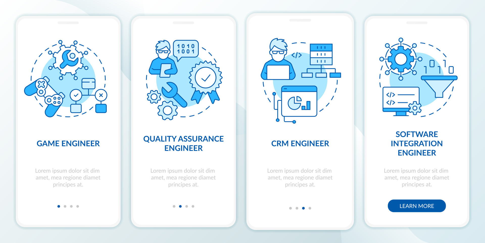 Software Engineer Paths Blue Onboarding Mobile App Screen Walkthrough