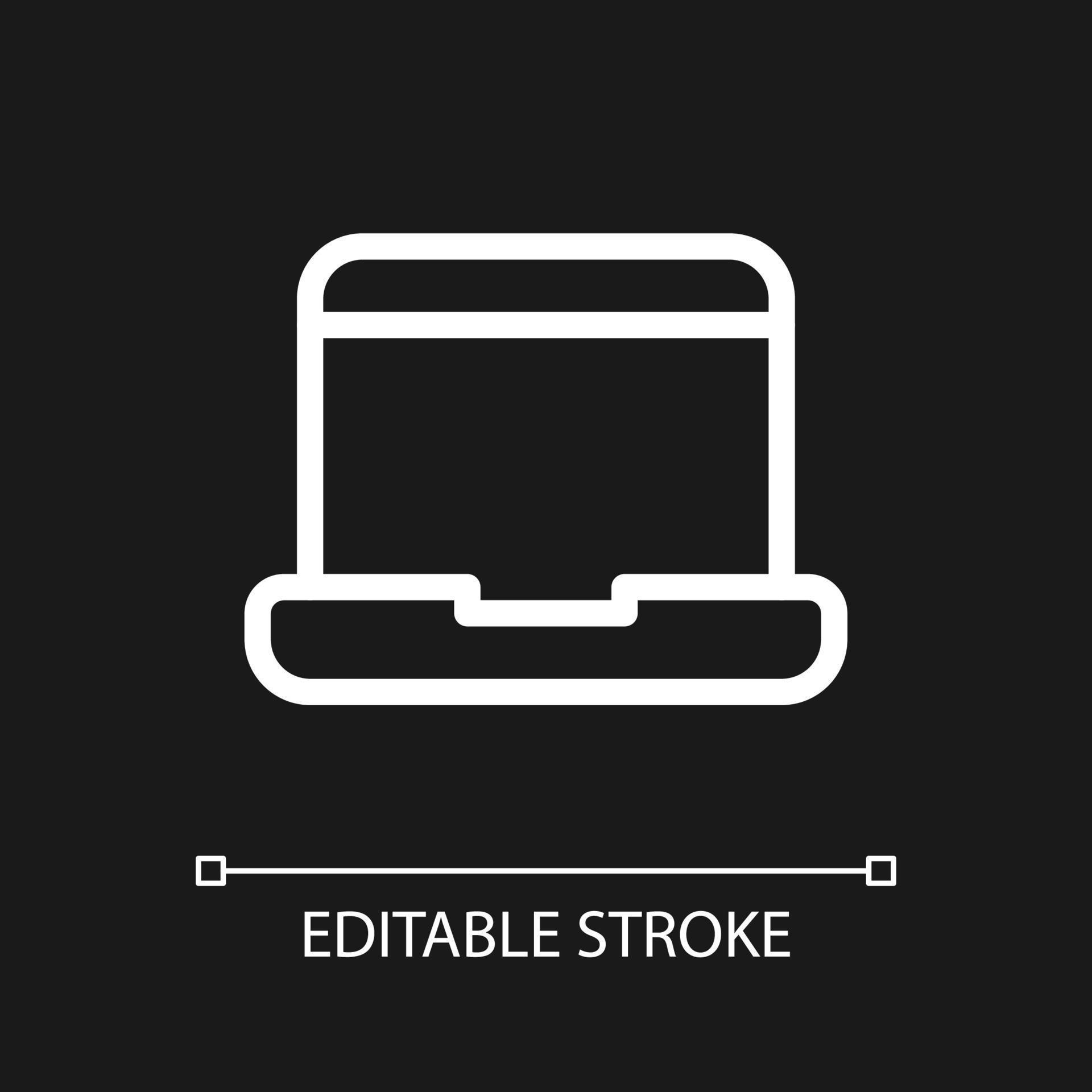 Laptop pixel perfect white linear ui icon for dark theme. Device for school and college student ...