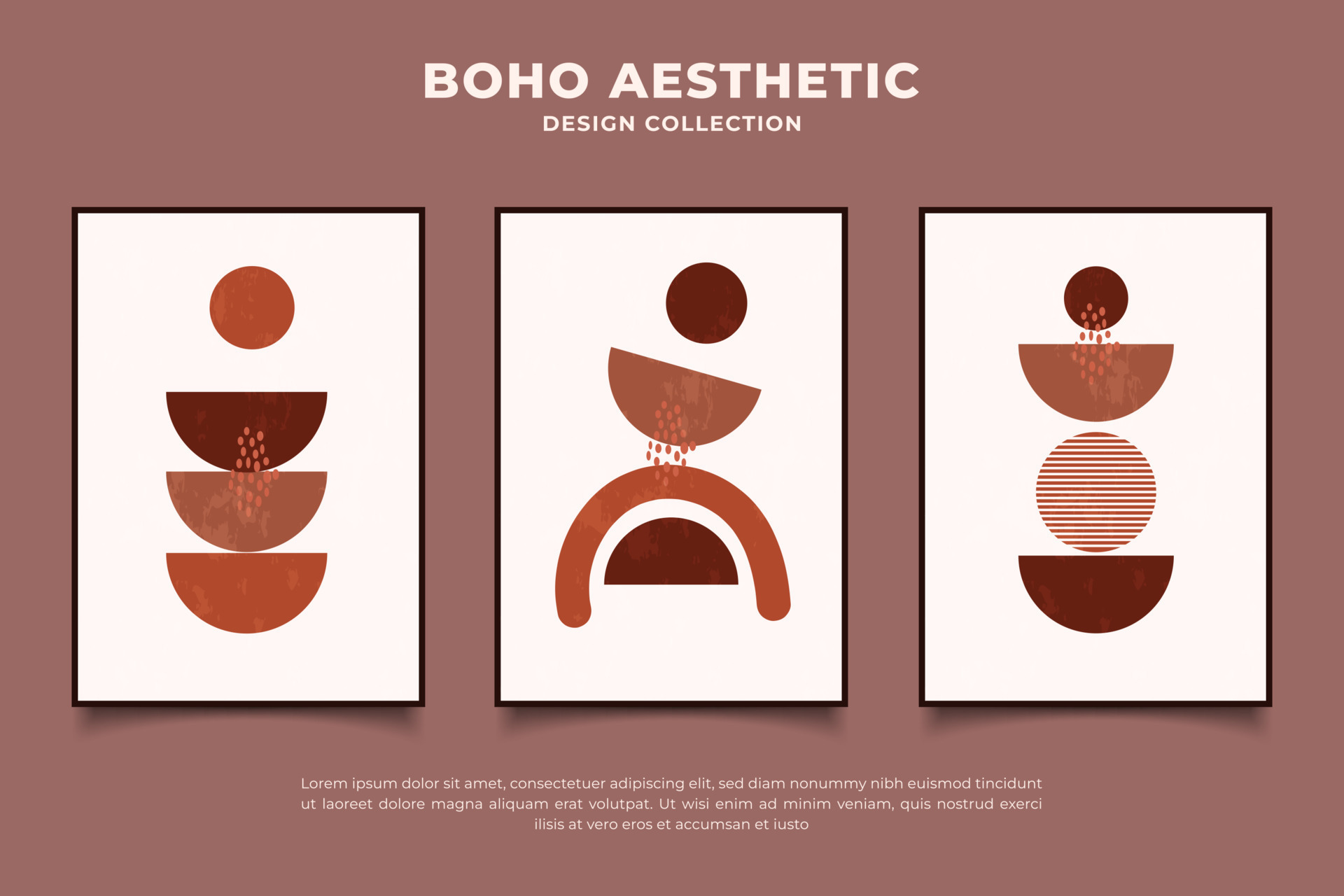 Abstract Boho Aesthetic Vintage Shapes Design 12750107 Vector Art At