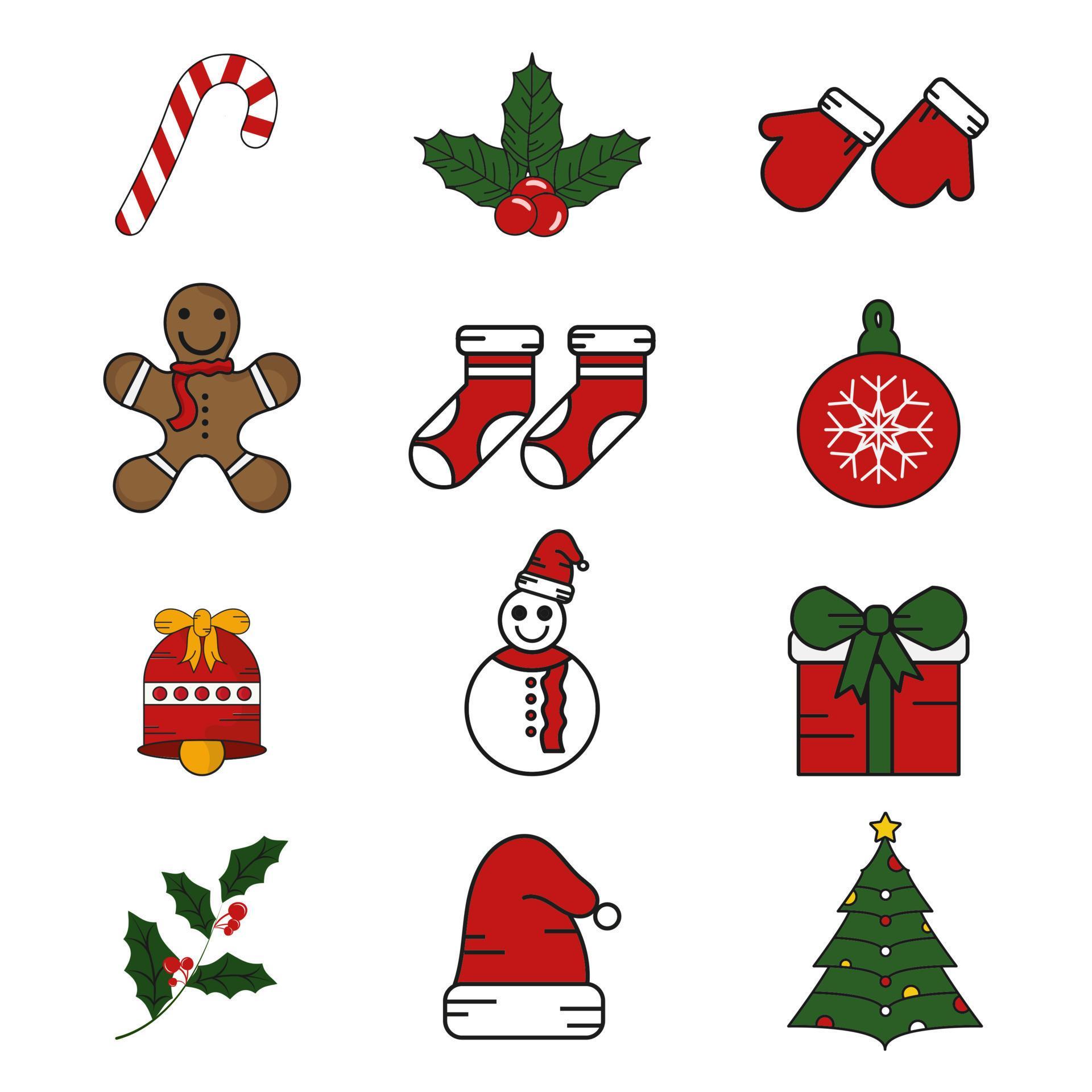 Set of christmas design element vector illustration 12750115 Vector Art ...