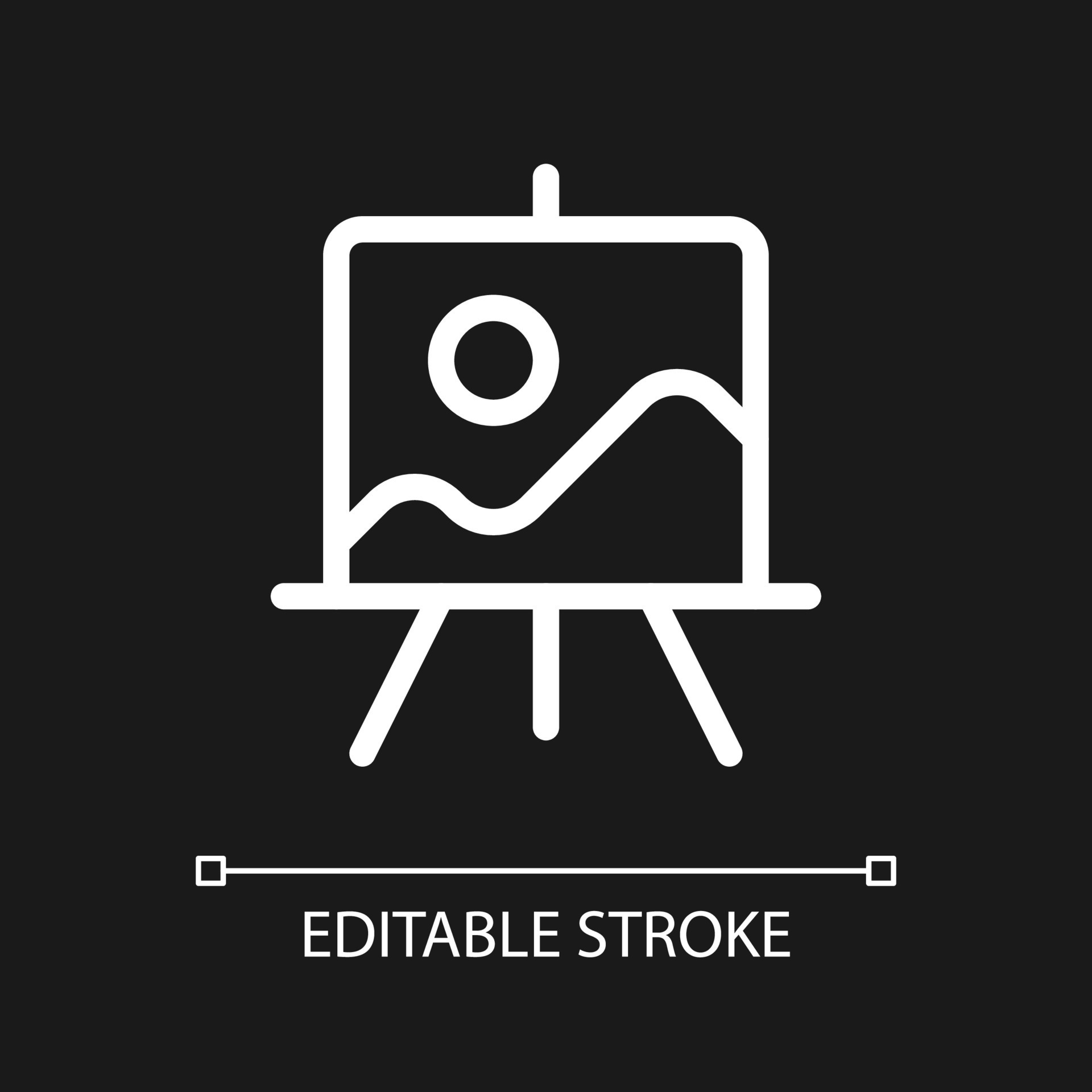 Easel stand for art class pixel perfect white linear ui icon for dark ... Easel stand for art class pixel perfect white linear ui icon for dark ...