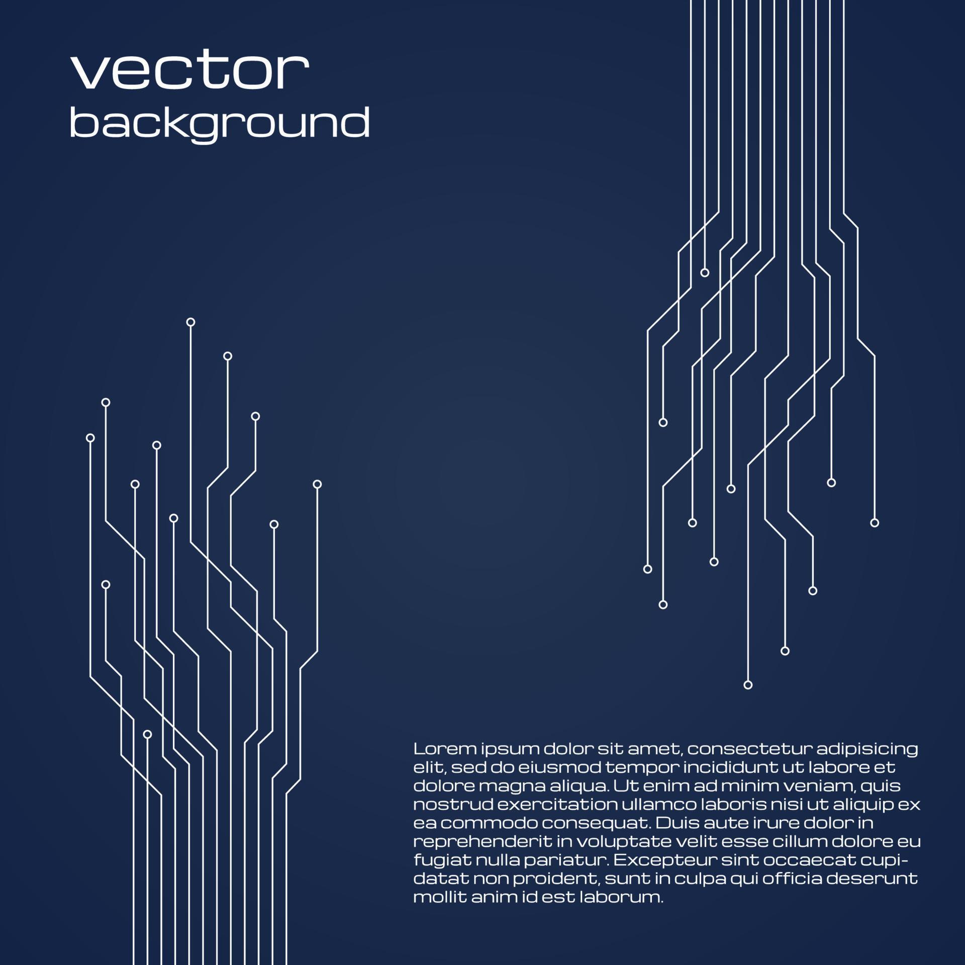 Abstract Technological Dark Blue Background With Elements Of The Microchip Circuit Board