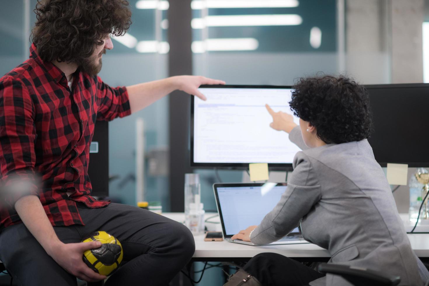 Software Developers Couple Writing Programming Code 12755662 Stock