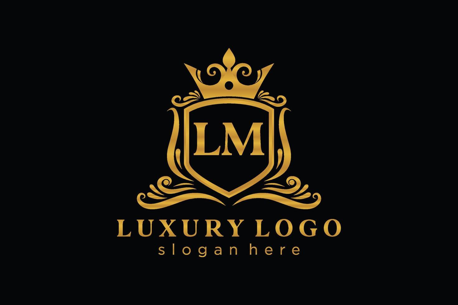 Initial LM Letter Royal Luxury Logo template in vector art for Restaurant, Royalty, Boutique ...