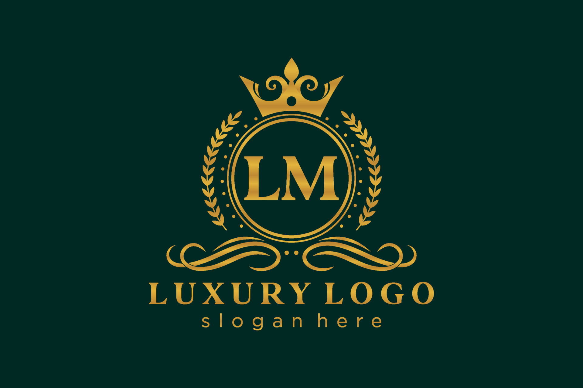 Plantilla De Logotipo De Lujo Real De Letra Lm Inicial En Arte